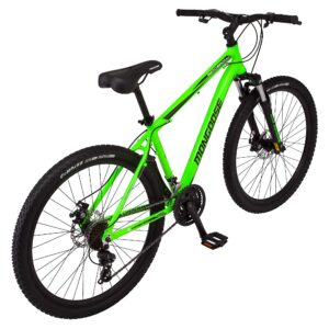 Mongoose Switchback Trail Adult Mountain Bike, 21 Speeds, 27.5-Inch Wheels, Men Aluminum Large Frame,Neon Green