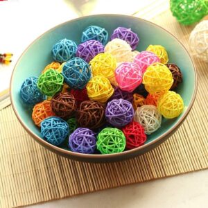 Worldoor 20pcs Wicker Rattan Decorative Balls Table Wedding Party Christmas Season Home Decoration (Brown, Diameter 1.2 Inch)