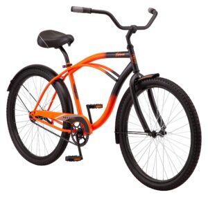 kulana lakona shore adult beach cruiser bike, 26-inch wheels, single speed, orange/black