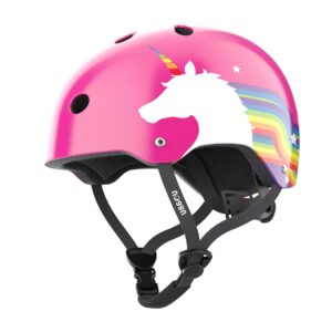 noggn bike helmet for kids, girls and boys | rainbow unicorn | small for child 5-14 | bicycle, scooter, skateboard helmet (pink, small)