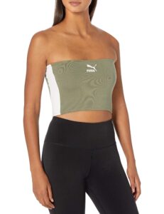 puma women's classics bandeau, deep lichen green, l