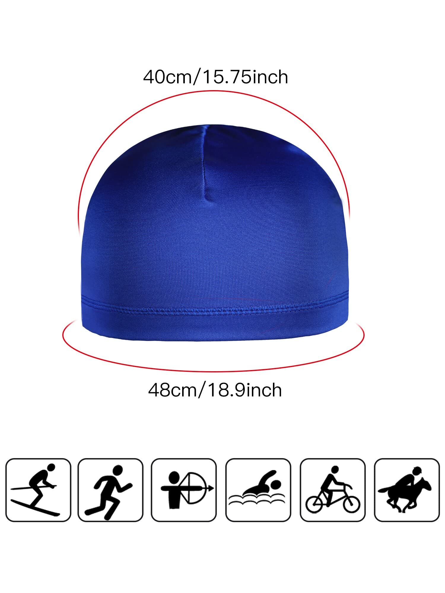 Boao 6 Pieces Skull Caps Helmet Liner Sweat Wicking Cap Running Hats Cycling Skull Caps for Men Women (Cute Colors, Large)