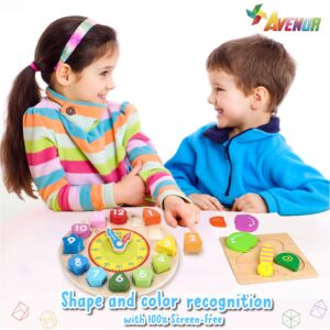 Avenor Clock Learning for Kids - Teaching Time Montessori Toys for Toddlers Learning Clock Early Learning Educational Toy Gift for 3 Year Old Toddler Baby Kids