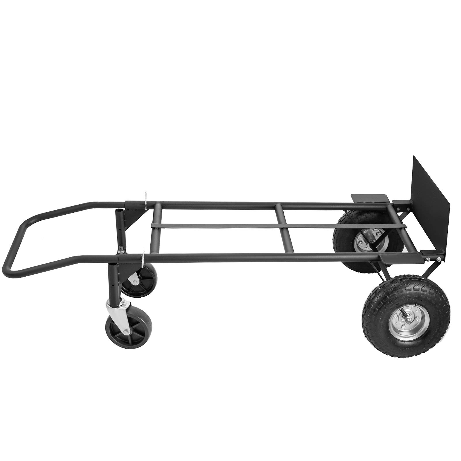 BestEquip Hand Truck Convertible Dolly 200lb/300lb with 10inch Pneumatic Wheels in Black