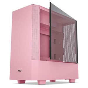 darkflash v22 pink atx micro atx mini itx m-atx computer case tower with magnetic design wide open door opening swing type tempered glass side panel w/vertical graphics card installation…