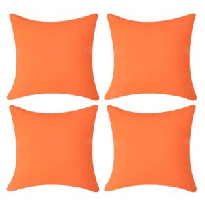 andreannie pack of 4 outdoor waterproof decorative orange throw pillow cover cushion case for garden tent park farmhouse polyester both sides square 18 x 18 inches (set of aa)