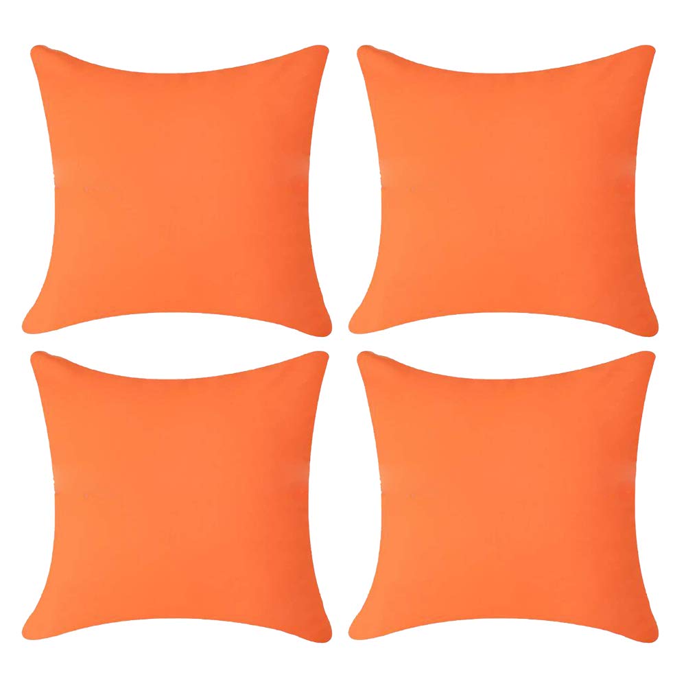 Andreannie Pack of 4 Outdoor Waterproof Decorative Orange Throw Pillow Cover Cushion Case for Garden Tent Park Farmhouse Polyester Both Sides Square 18 x 18 inches (Set of AA)