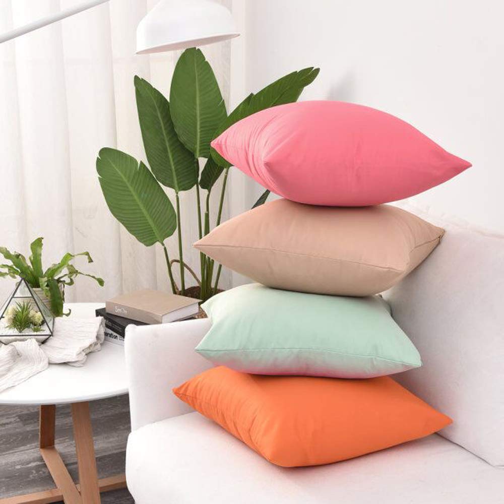 Andreannie Pack of 4 Outdoor Waterproof Decorative Orange Throw Pillow Cover Cushion Case for Garden Tent Park Farmhouse Polyester Both Sides Square 18 x 18 inches (Set of AA)