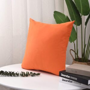 Andreannie Pack of 4 Outdoor Waterproof Decorative Orange Throw Pillow Cover Cushion Case for Garden Tent Park Farmhouse Polyester Both Sides Square 18 x 18 inches (Set of AA)