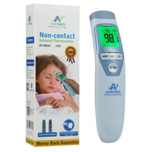 amplim hospital medical grade non-contact no-touch forehead thermometer for baby and adults. touchless temporal fever thermometer, fsa hsa approved accurate and fast digital baby thermometer