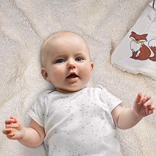 Pro Goleem Sherpa Minky Baby Blanket Woodland Printed Fuzzy Warm Soft Fleece Receiving Blanket for Newborn Infant Toddler Plush Microfiber Blanket for Crib Stroller Carseat Boys Girls Gift, 30''x40''