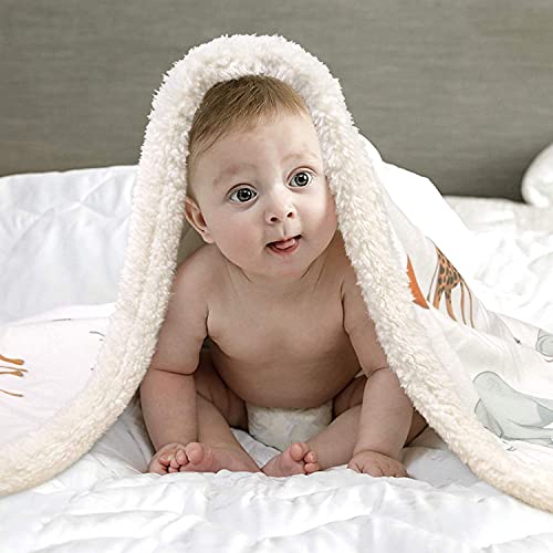 Pro Goleem Sherpa Minky Baby Blanket Woodland Printed Fuzzy Warm Soft Fleece Receiving Blanket for Newborn Infant Toddler Plush Microfiber Blanket for Crib Stroller Carseat Boys Girls Gift, 30''x40''