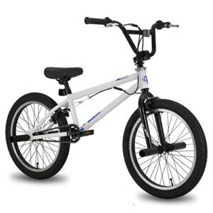 hiland 20 inch kids bike bmx bicycles freestyle for boys teenagers white blue