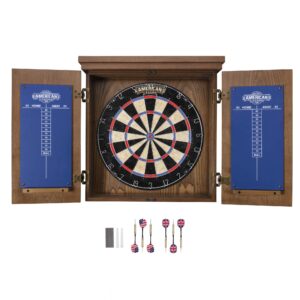 American Legend Charleston Solid Wood Bristle Dartboard Cabinet Set - Includes 18” dartboard and 6 steel tip darts