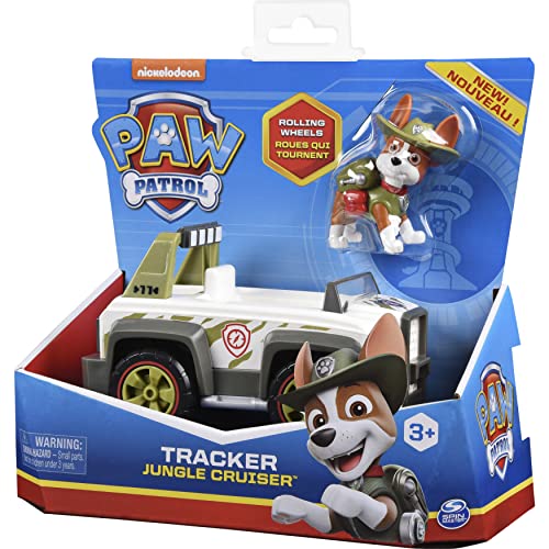 Paw Patrol, Tracker’s Jungle Cruiser Vehicle with Collectible Figure, for Kids Aged 3 and up