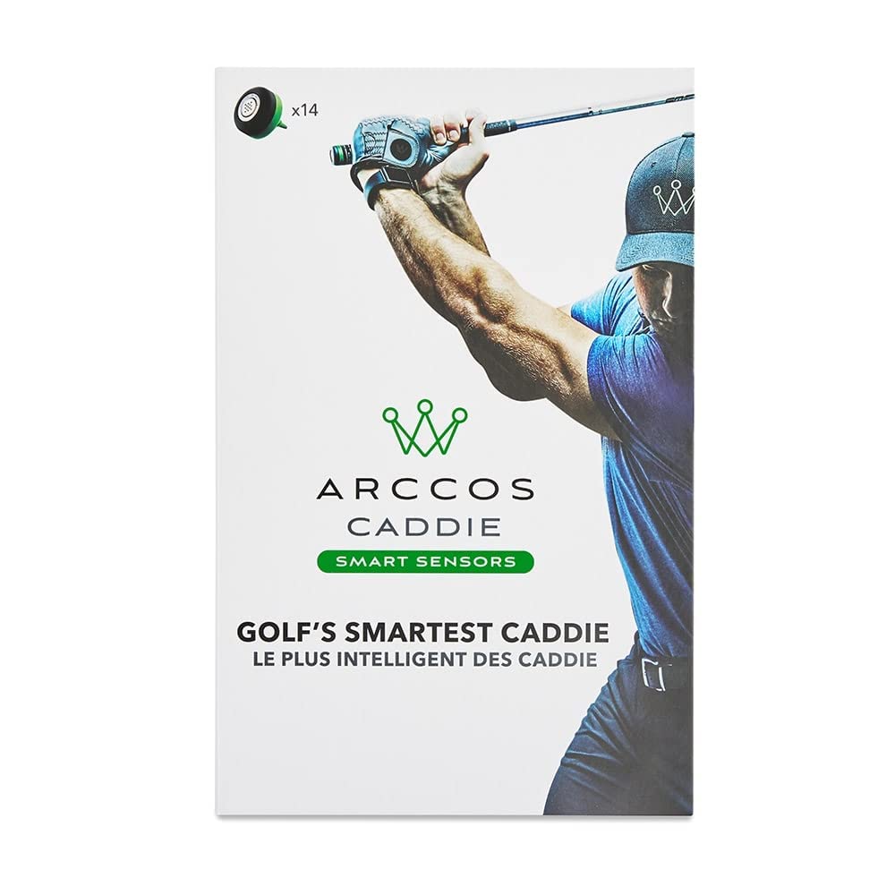 Arccos Smart Sensors (3rd Gen) Bundle - Set of 14 Golf Shot Tracker System, A.I. GPS Rangefinder, On-Course Swing Analyzer - Includes PlayBetter Portable Charger