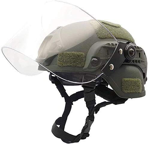 LEJUNJIE Tactical Fast Helmet with Clear Face Shield Sliding Goggles for Airsoft Paintball CS Games Outdoor Sports.