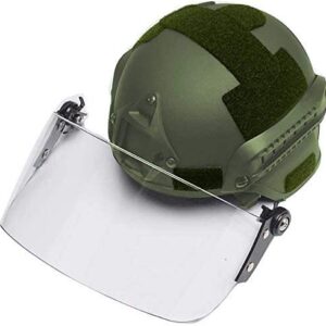 LEJUNJIE Tactical Fast Helmet with Clear Face Shield Sliding Goggles for Airsoft Paintball CS Games Outdoor Sports.