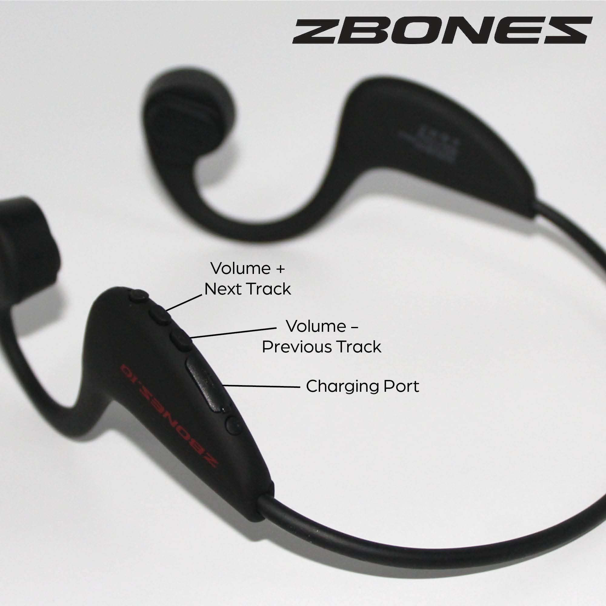 Open Ear Bluetooth Bone Conduction Headphones - ZBONES Hear Your Surroundings/Unbeatable Comfort/Secure Sweatproof Fit/Sport Headband for Running, Working Out, Fishing & Biking - Stealth Black