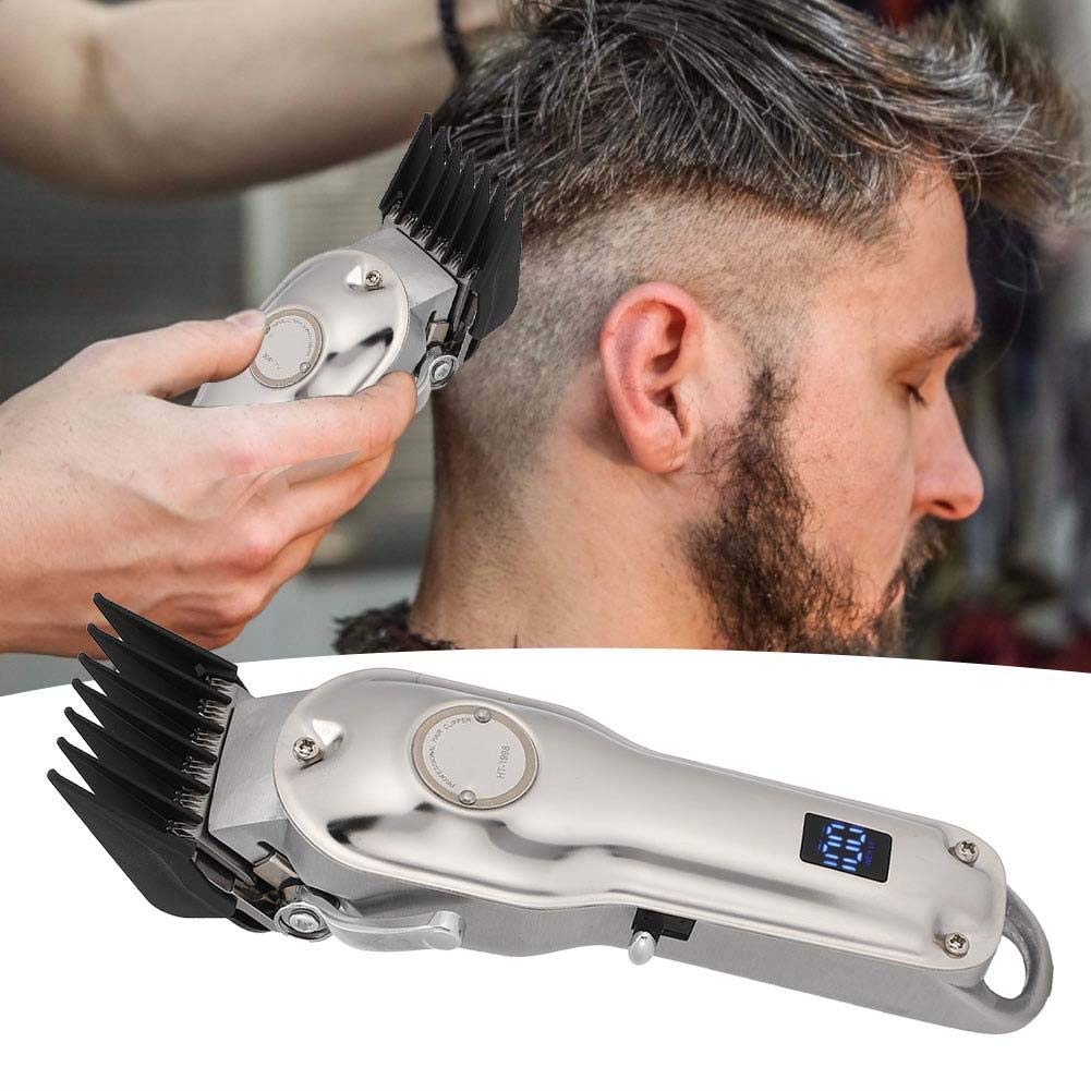 Akozon Hair Clipper Beard Trimmer for Men Professional Cordless LCD Display Intelligent Hair Cutting Kit for Facial Hair Grooming Trimmer with Guide Comb Adapter Cleaning Brush