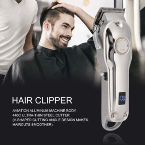 Akozon Hair Clipper Beard Trimmer for Men Professional Cordless LCD Display Intelligent Hair Cutting Kit for Facial Hair Grooming Trimmer with Guide Comb Adapter Cleaning Brush