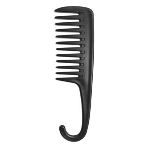 wapodeai wide tooth comb shower comb with hook, good for curly hair wet dry, premium tangle free combs black.