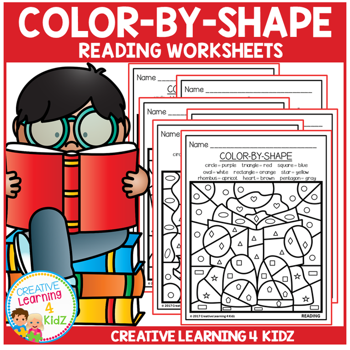 Color By Shape Worksheets: Reading