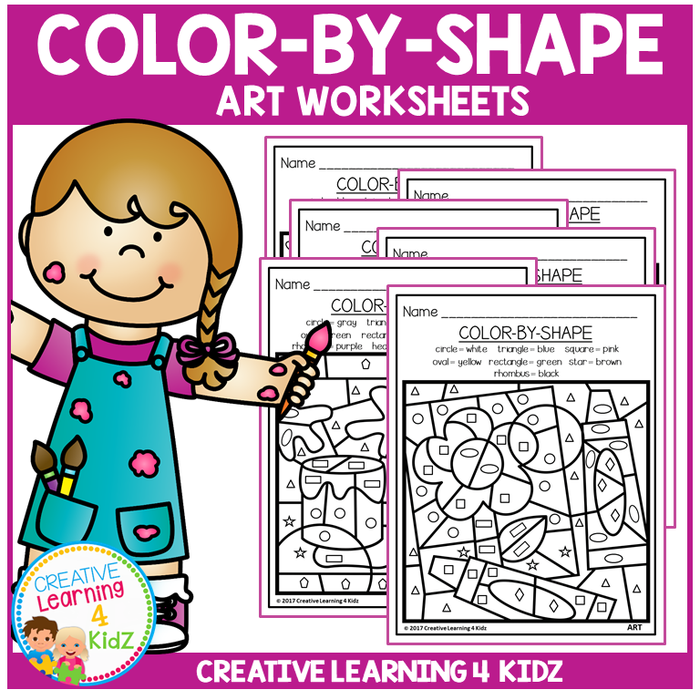 Color By Shape Worksheets: Art