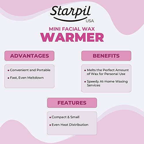 Starpil Wax Machine - Mini Wax Warmer for Hair Removal 4oz / 125g – Best for Hard Wax Beads – Use for Hair Removal – Adjustable Temperature Wax Pot for Facial Hair