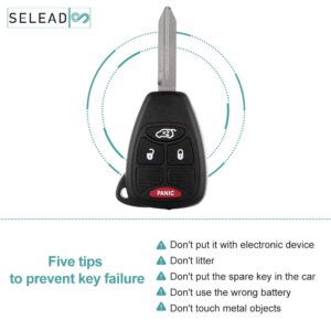 SELEAD Flip Key Fob 4 Buttons Keyless Entry Remote SHELL CASE for 04-12 for Chrysler 200 Sebring Pacifica for Dodge for Avenger for Jeep for Compass Antitheft OHT692713AA 2pc US Stock