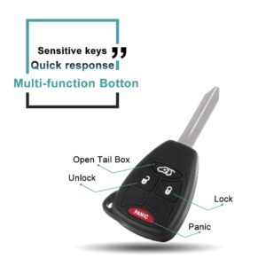 SELEAD Flip Key Fob 4 Buttons Keyless Entry Remote SHELL CASE for 04-12 for Chrysler 200 Sebring Pacifica for Dodge for Avenger for Jeep for Compass Antitheft OHT692713AA 2pc US Stock