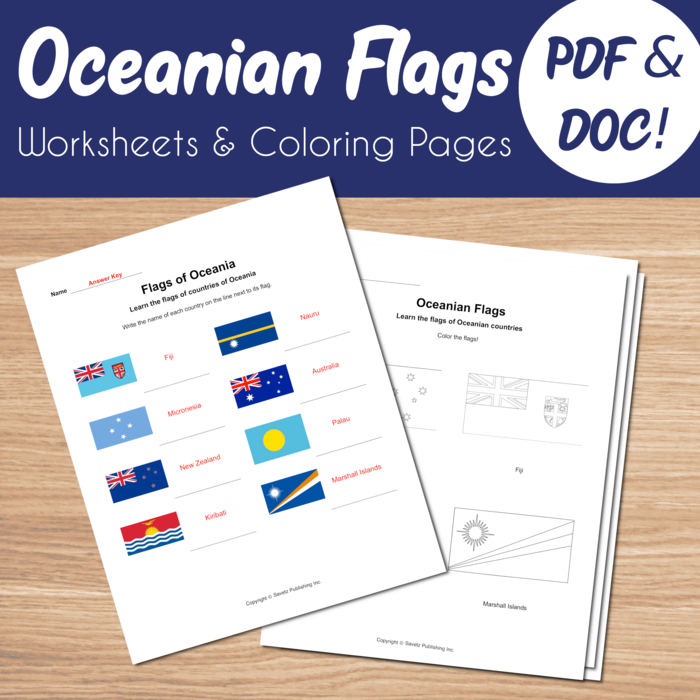 Oceanian Flag Worksheets