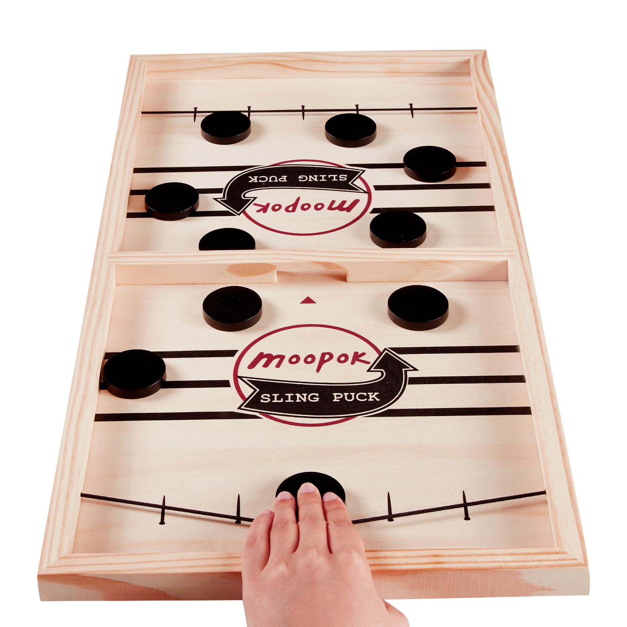 moopok Fast Sling Puck Game,Wooden Hockey Game,Super Foosball Table,Desktop Battle Parent-Child Interaction Winner Slingshot Game,Adults and Kids Family Game Toys