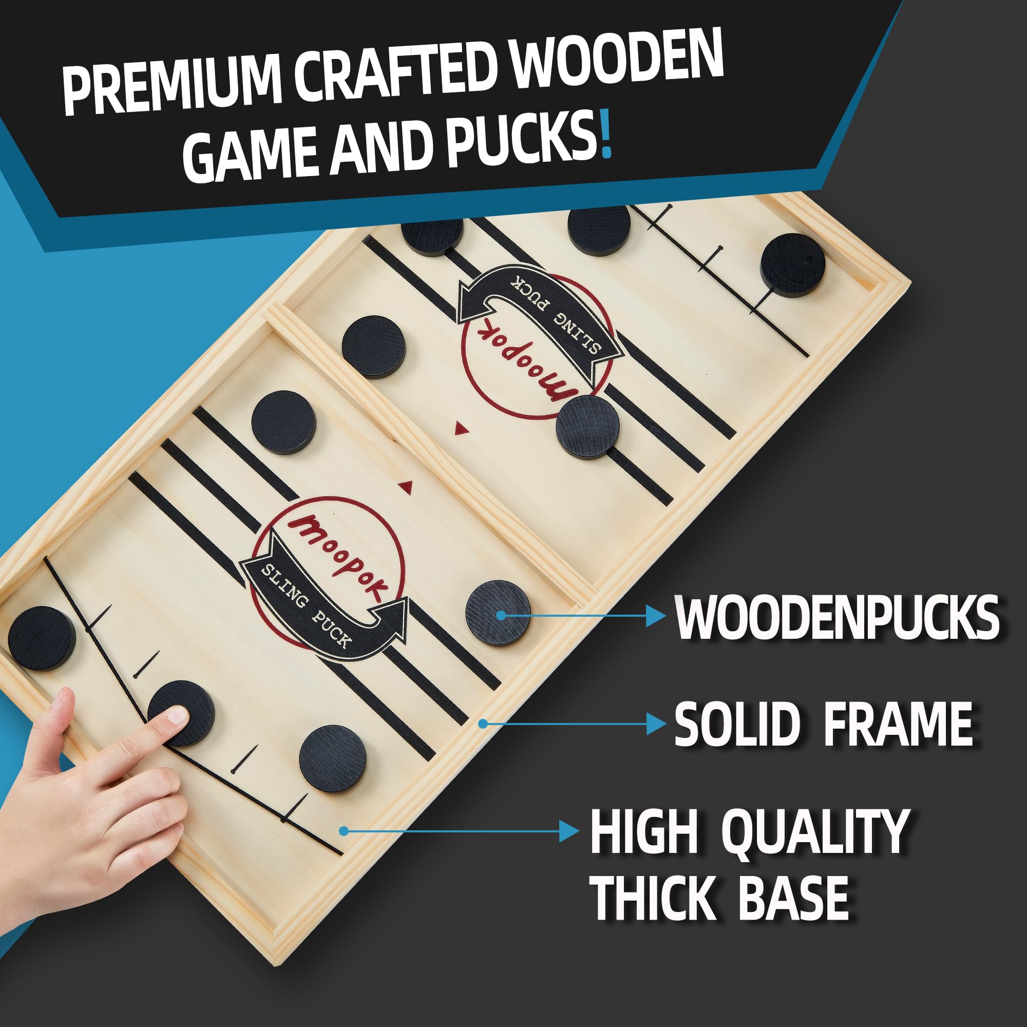 moopok Fast Sling Puck Game,Wooden Hockey Game,Super Foosball Table,Desktop Battle Parent-Child Interaction Winner Slingshot Game,Adults and Kids Family Game Toys