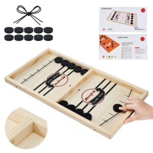 moopok Fast Sling Puck Game,Wooden Hockey Game,Super Foosball Table,Desktop Battle Parent-Child Interaction Winner Slingshot Game,Adults and Kids Family Game Toys