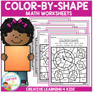 color by shape worksheets: math