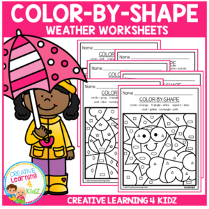 color by shape worksheets: weather