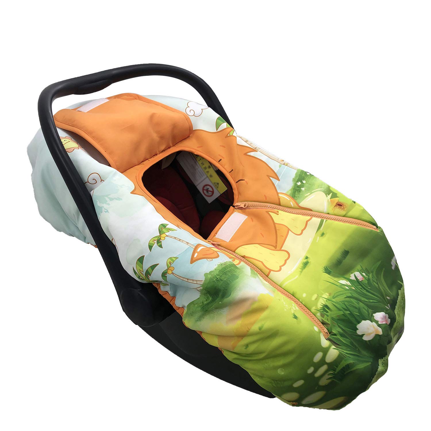 Cute Cartoon Infant Car Seat Covers, Soft Warm Breathable and Windproof Canopy for Baby Car Seat (Cute Lion)