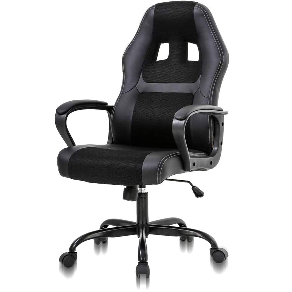 Office Chair Gaming Desk Racing Gaming Chair, PC Gaming Ergonomic Racing Heavy Duty Office Video Game Chair, PU Leather Racing Chair for Home Office Computer Gaming Chairs Video Game Chairs - Black