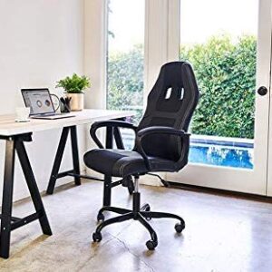 Office Chair Gaming Desk Racing Gaming Chair, PC Gaming Ergonomic Racing Heavy Duty Office Video Game Chair, PU Leather Racing Chair for Home Office Computer Gaming Chairs Video Game Chairs - Black