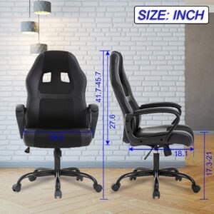 Office Chair Gaming Desk Racing Gaming Chair, PC Gaming Ergonomic Racing Heavy Duty Office Video Game Chair, PU Leather Racing Chair for Home Office Computer Gaming Chairs Video Game Chairs - Black