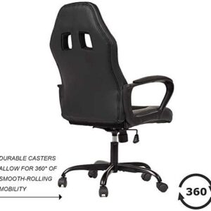 Office Chair Gaming Desk Racing Gaming Chair, PC Gaming Ergonomic Racing Heavy Duty Office Video Game Chair, PU Leather Racing Chair for Home Office Computer Gaming Chairs Video Game Chairs - Black