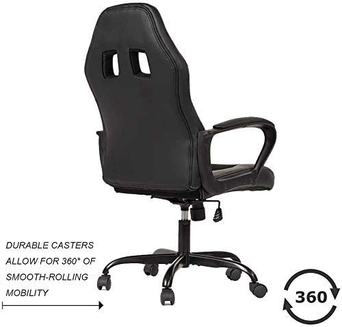 Office Chair Gaming Desk Racing Gaming Chair, PC Gaming Ergonomic Racing Heavy Duty Office Video Game Chair, PU Leather Racing Chair for Home Office Computer Gaming Chairs Video Game Chairs - Black