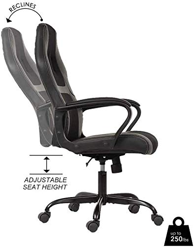 Office Chair Gaming Desk Racing Gaming Chair, PC Gaming Ergonomic Racing Heavy Duty Office Video Game Chair, PU Leather Racing Chair for Home Office Computer Gaming Chairs Video Game Chairs - Black