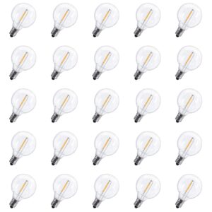 Brightown G40 Led Replacement Light Bulbs 1W Shatterproof Globe Bulb fits E12 or C7 Candelabra Screw Base Sockets, 1.5 Inch Dimmable Light Bulbs for Indoor Outdoor Patio Decor (50Pack)