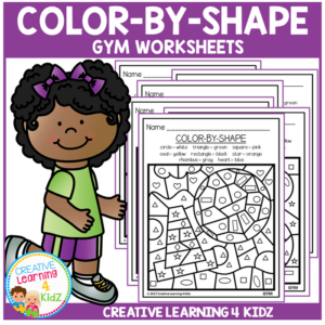 color by shape worksheets: gym