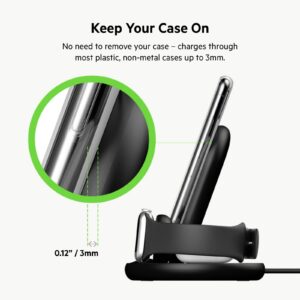 Belkin 3-in-1 Wireless Charger - Fast Charging Stand for Apple iPhone, Apple Watch & AirPods Case Compatible Qi Station For Multiple Devices - Black