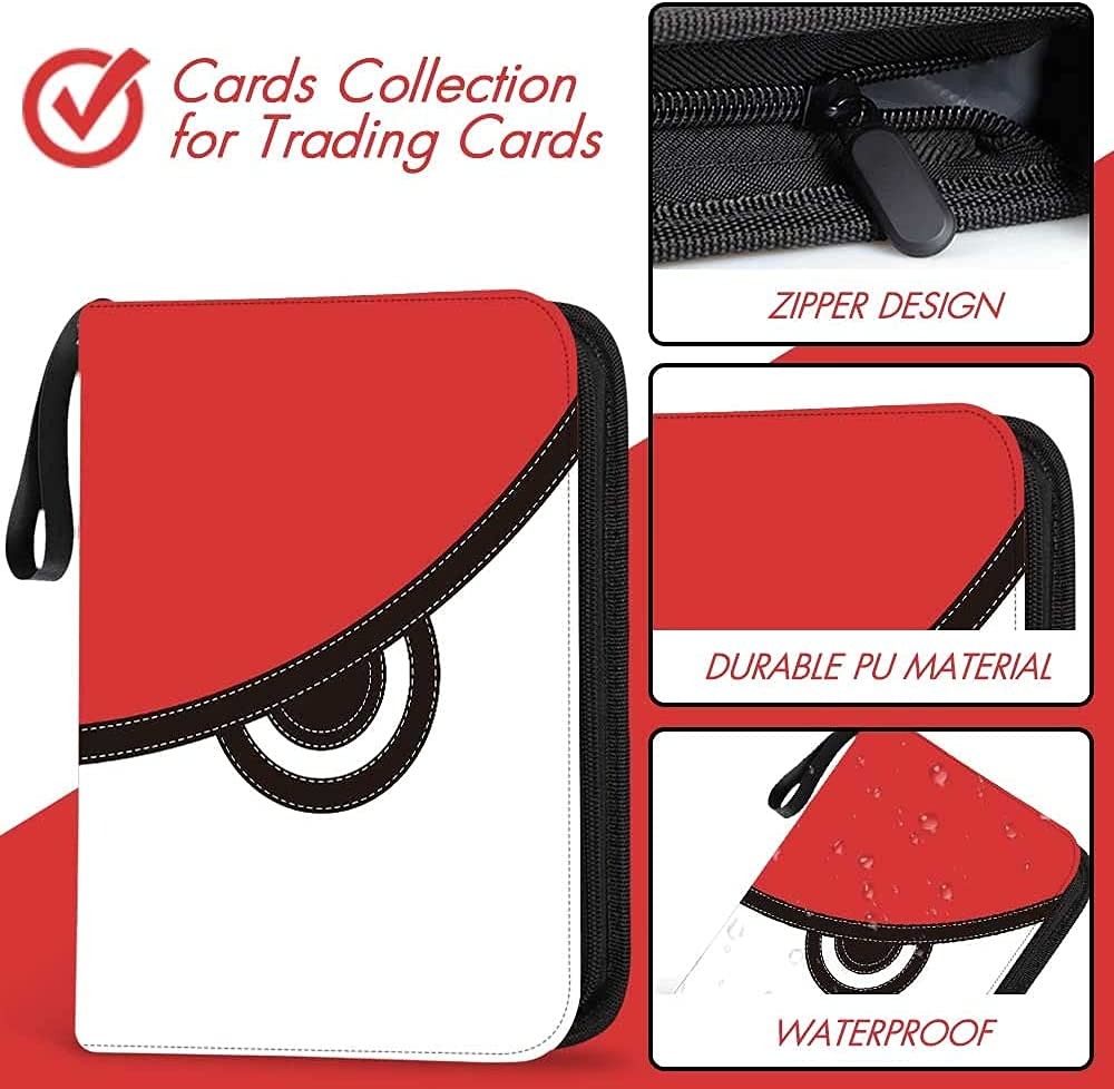 400 Pockets Trading Card Sleeves Binder Compatible with Football Cards, Zipper Binder Card Holder Fit for Baseball Card Binder with Sleeves