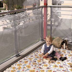 Child Safety Rail Net for Balcony, Patios, Railing and Stairs. Security Guards for Kids/Pet/Toy Both Indoors and Outdoors. 10ft x2.5ft, Sturdy Mesh Fabric Material