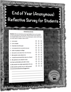 end of year anonymous student reflective survey